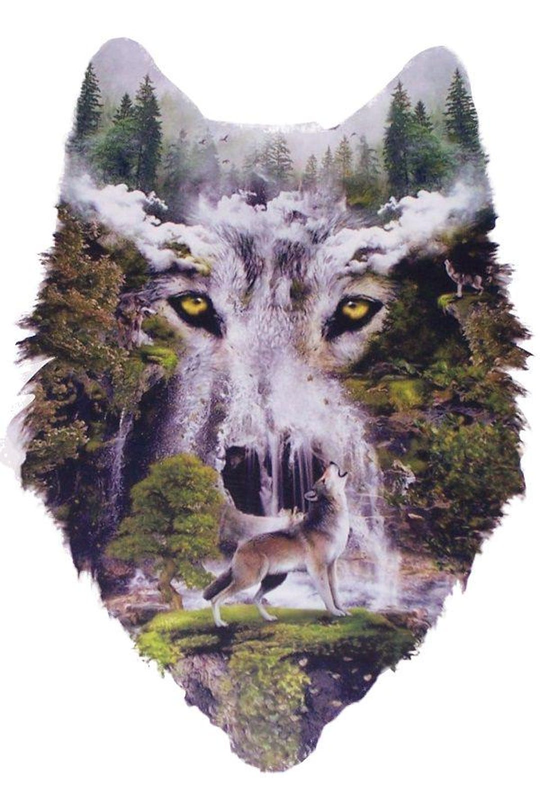 Mountain Waterfall Wolf Decal / Sticker Great for Car Truck or SUV ...