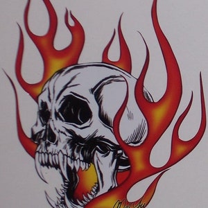 Hot Rod Fire Skull Decal / Sticker Great for Street Rod Rat Rod Car ...
