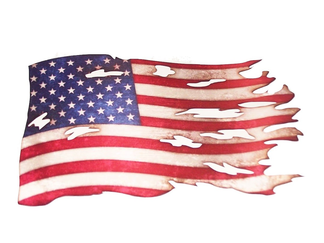 Waving Tattered / Ripped American Flag #2 Decal / Sticker - Etsy