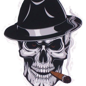 Gangster Hat Skull Decal / Sticker Great for Street Rod Rat Rod Car ...