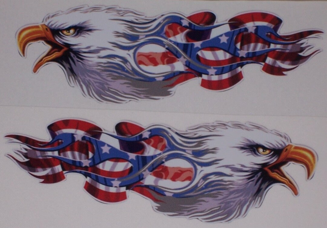 PAIR Screaming Eagle American Flag on Wings Decals / Stickers - Etsy