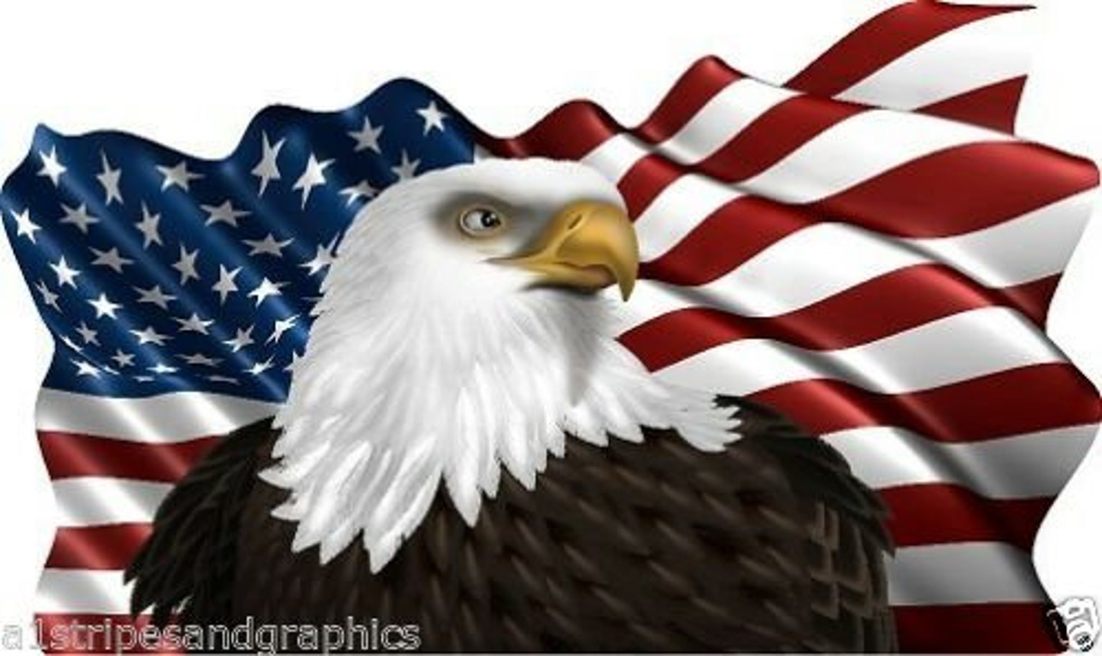 American Flag With BRIGHT Eagle Head Graphic Mural Decals / - Etsy