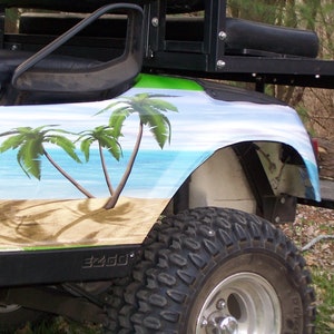 Golf Cart Beach Scene Large Rear Fender Wrap Graphics Set FIT All Year ...