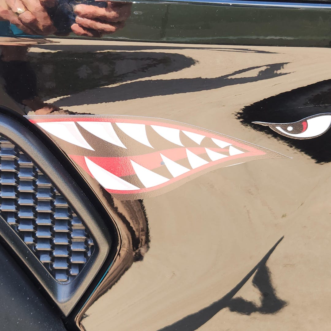 Shark Mouth Decal Sticker - Hot Rod WWII Bomb Style - 3"x9" Avery Vinyl ...