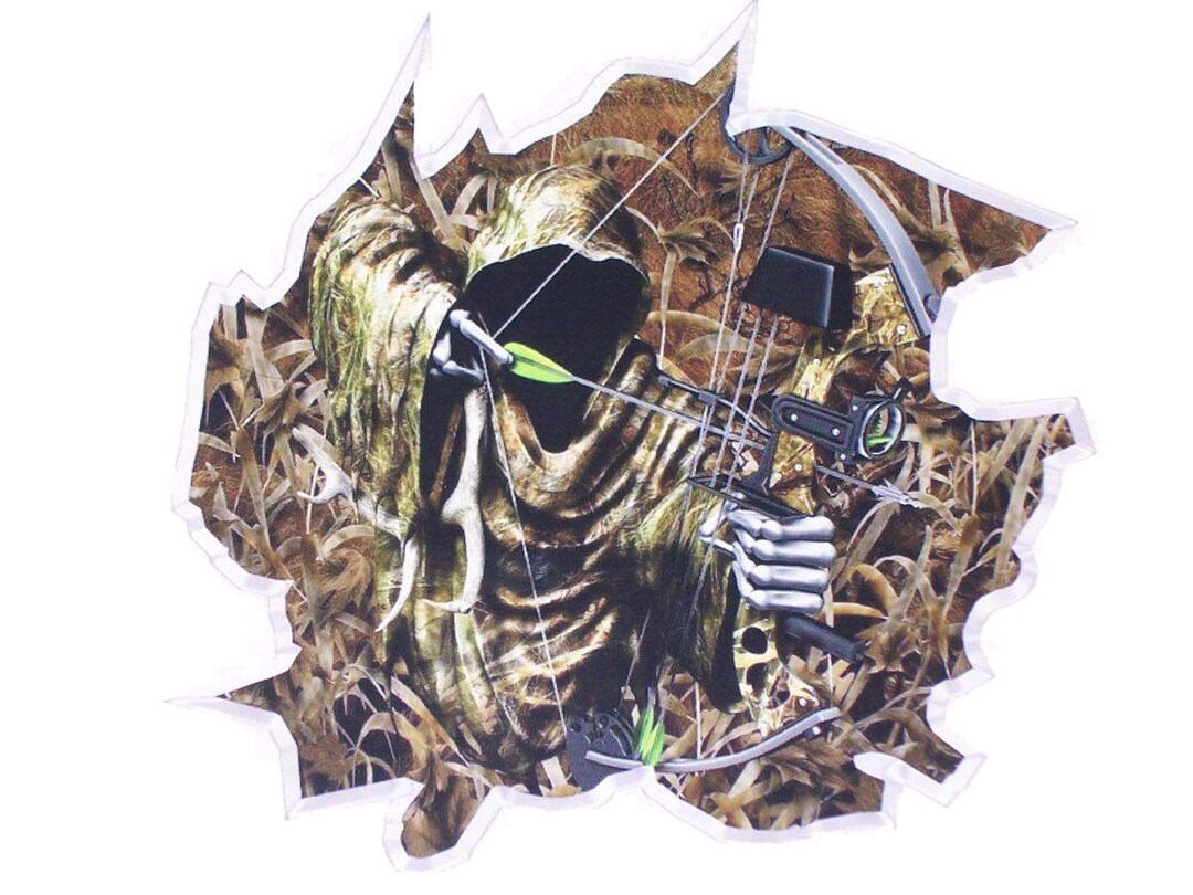 Ripped Metal Grim Reaper Bow Hunter Decal / Sticker - Etsy