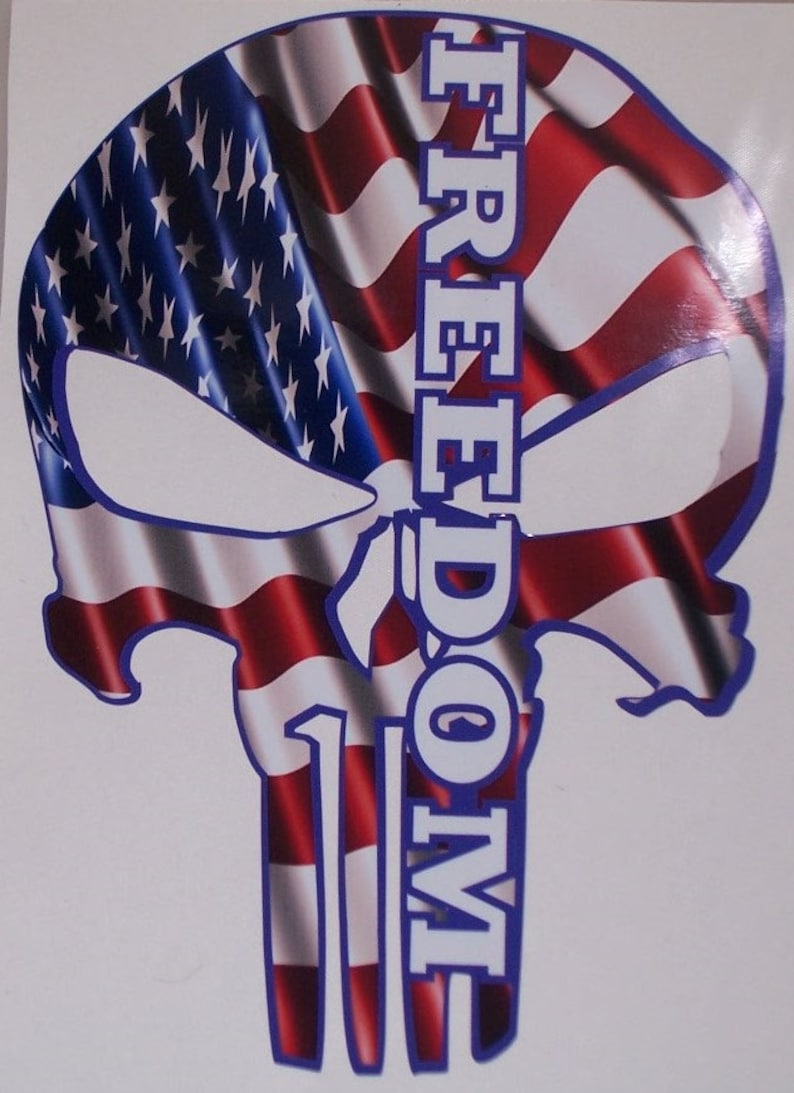 American Flag FREEDOM Skull Decal / Sticker - Etsy