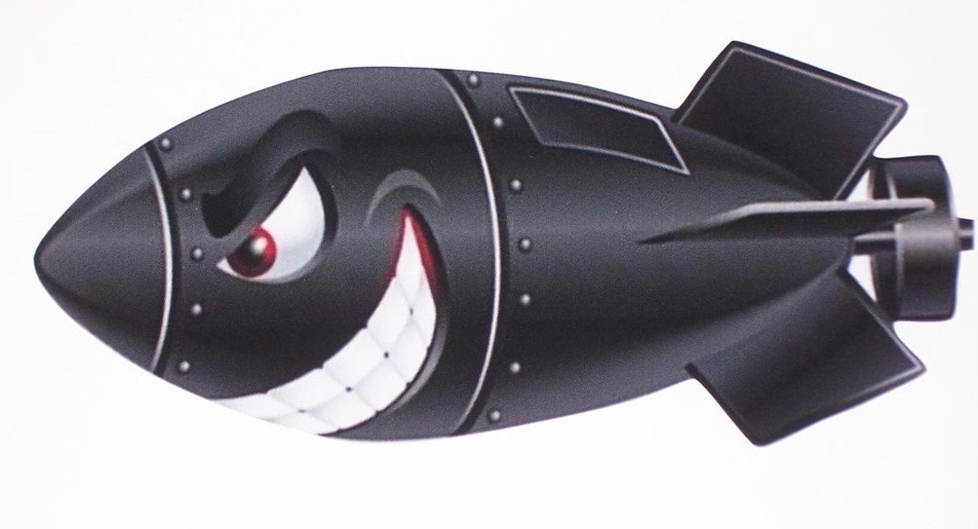 BLACK Hot Rod Shark Mouth WWII Bomb #1 Decal / Sticker Great for Street ...