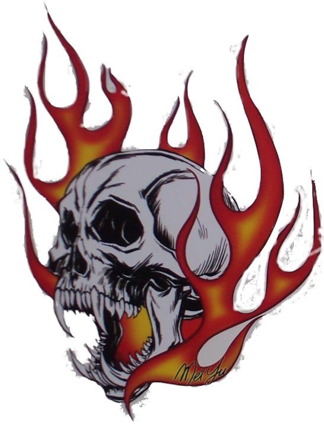 Hot Rod Fire Skull Decal / Sticker Great for Street Rod Rat Rod Car ...