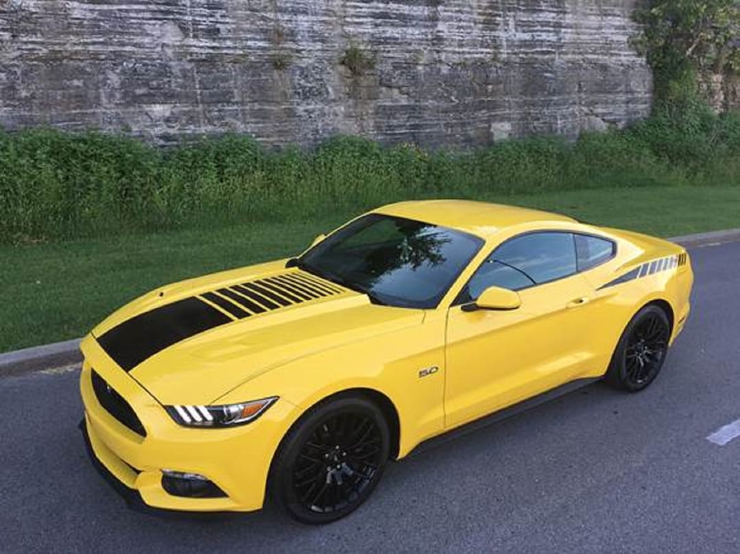 Faded Hood Stripe Graphics Set FIT All Model 2015 - 2023 Mustang ...
