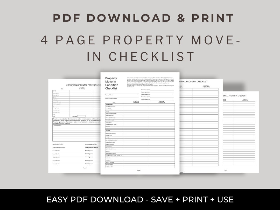 Property Move in Condition Checklist | PDF | Printable | Tenant Forms ...