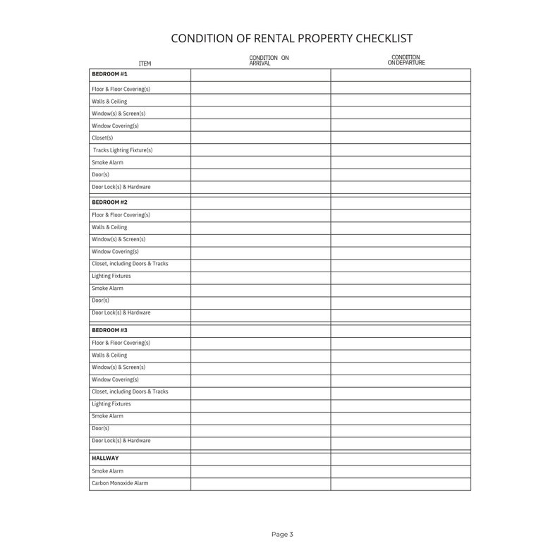 Editable | Property Move in Condition Checklist | Tenant Forms ...