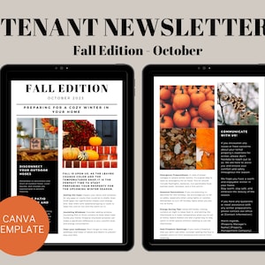 Fall Tenant Newsletter Template: Editable Real Estate Newsletter (canva ...