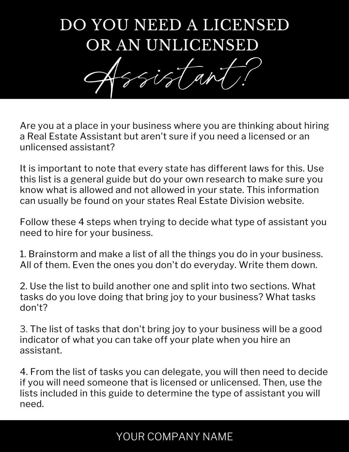 Hiring A Licensed/unlicensed Assistant, Real Estate, Property ...