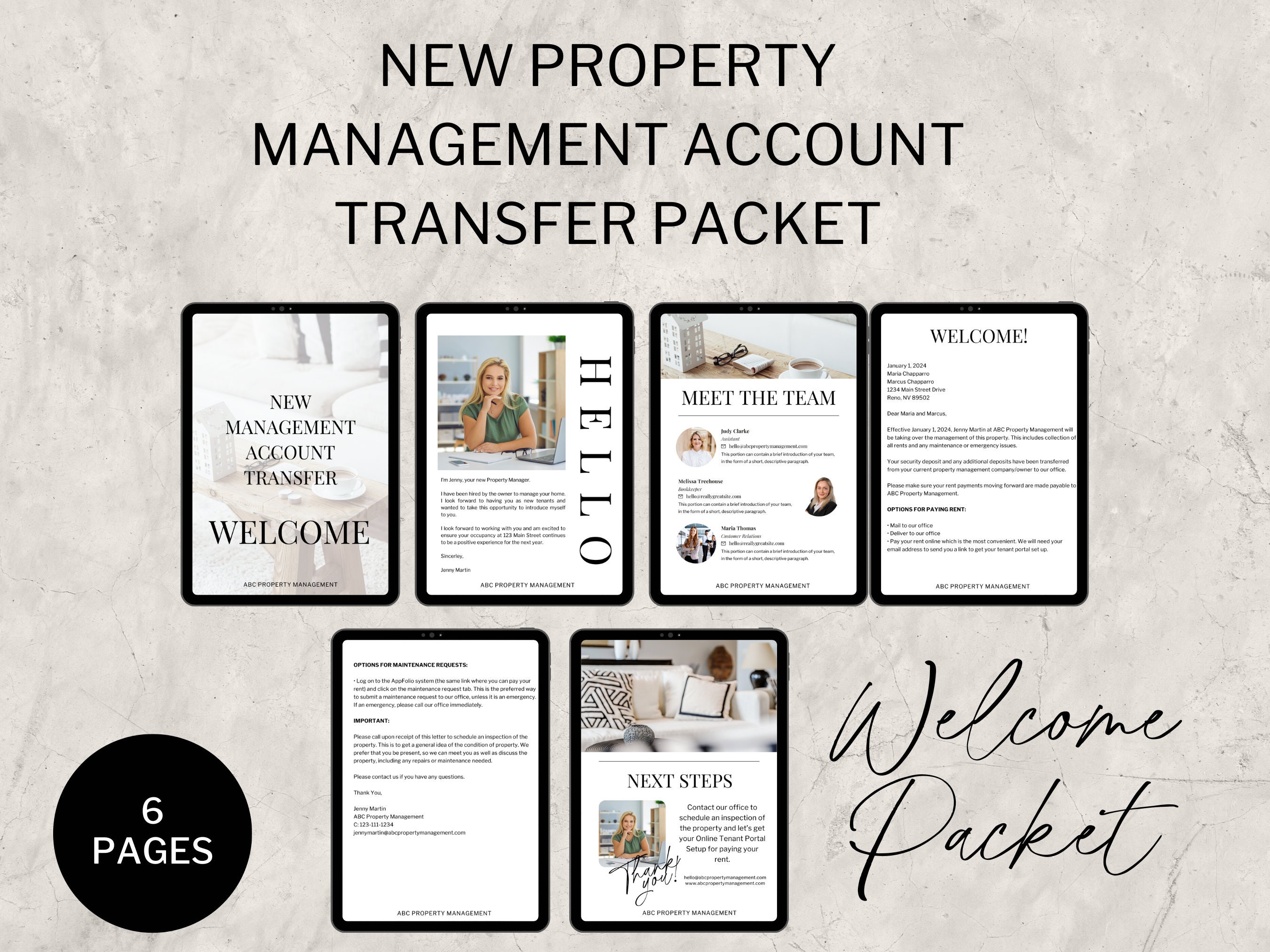Property Transfer Welcome Packet | New Property Management Account ...