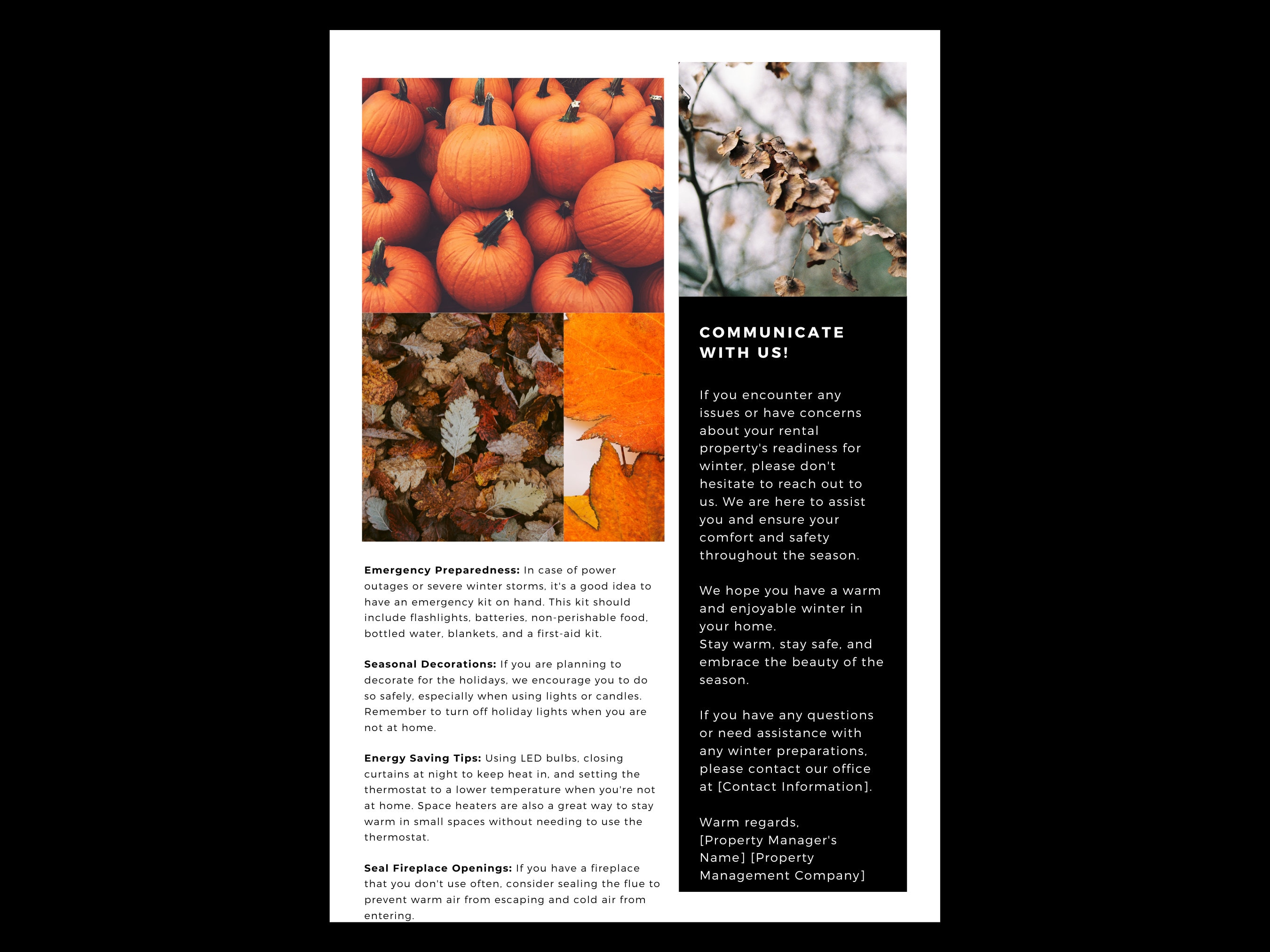 Property Management Newsletter Template | Fall Newsletter | Editable ... Property Management Newsletter Template | Fall Newsletter | Editable ...