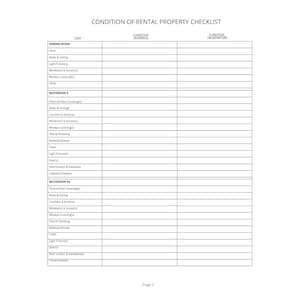 Property Move in Condition Checklist | PDF | Printable | Tenant Forms ...