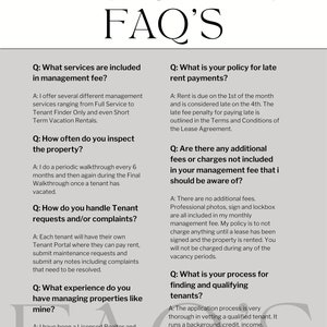 Property Management FAQ'S, Property Manager, Real Estate, Editable ...