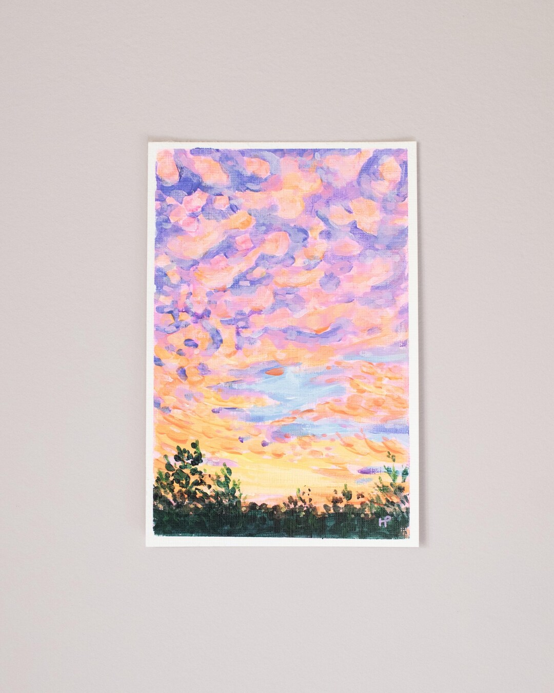 Cloud Study #4 Original Painting Acrylic on Linen 4x6in - Sunrise Art, Clouds Painting, Mother's ...
