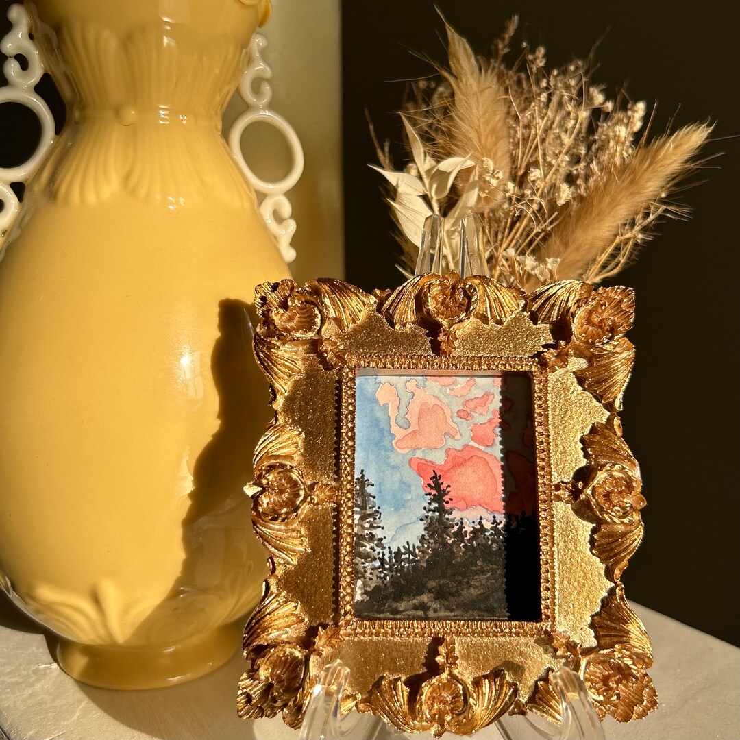 Original 3.5 Sunrise in Telluride Framed Mini Watercolor Painting ...