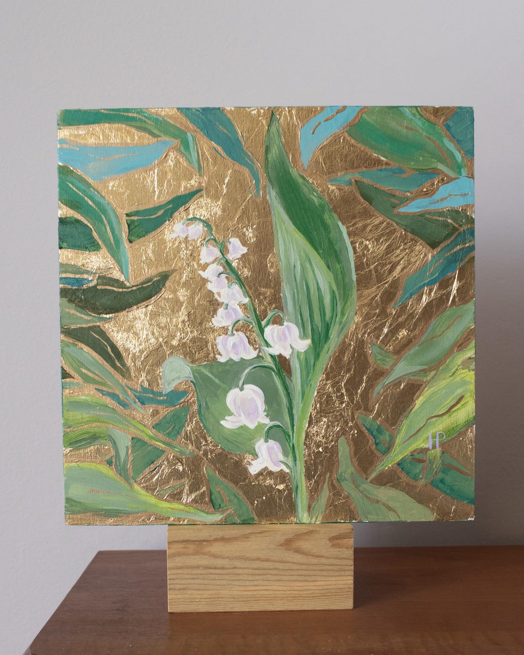 Gilded Lily of the Valley Original Painting 8x8in - Florals, Botanical ...