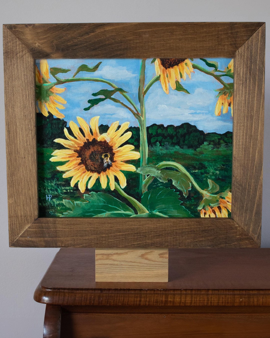 Pollinating Sunflowers Original Acrylic Painting 8x10in - Dorothea Dix ...