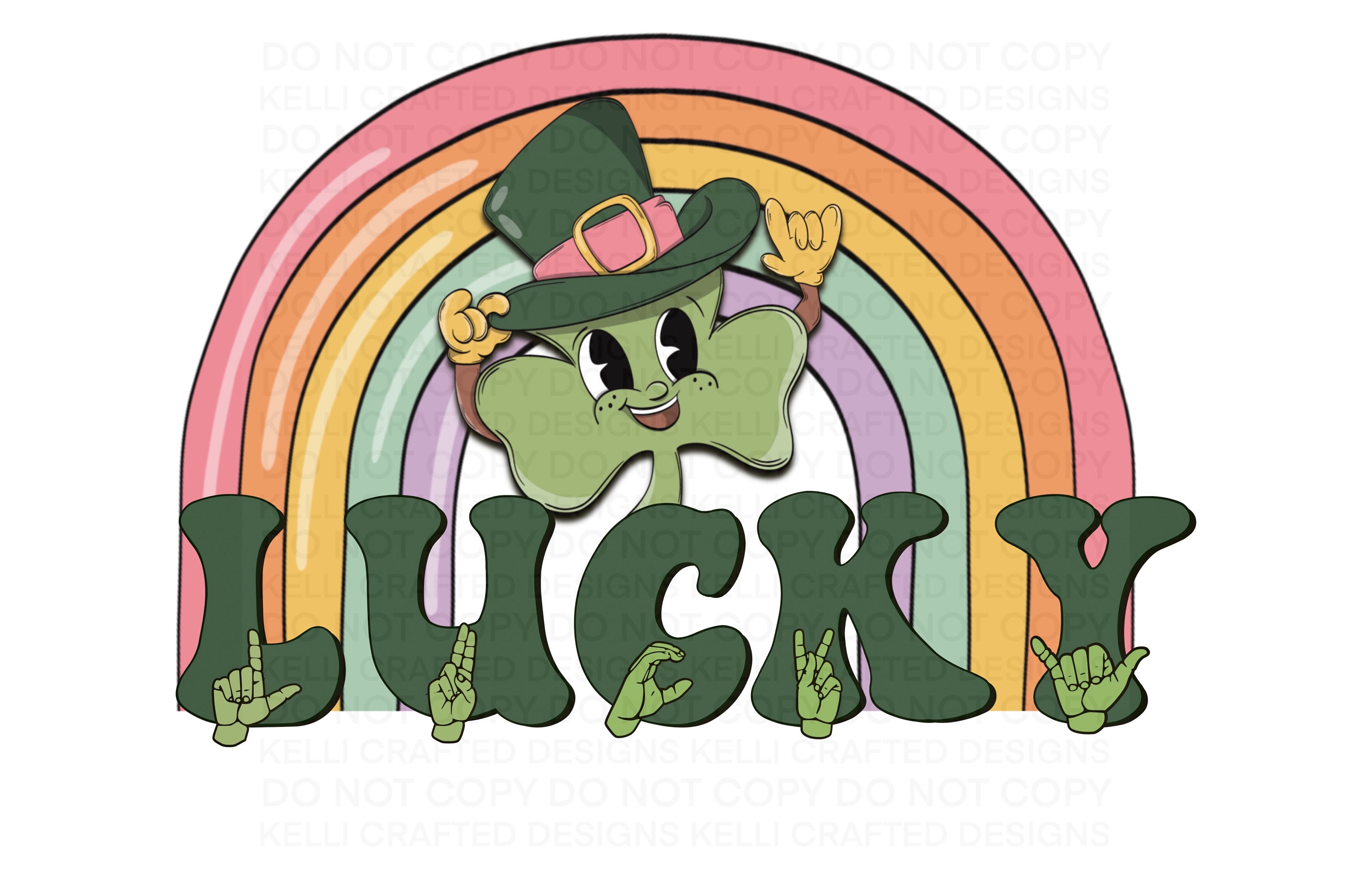 ASL Lucky Retro Rainbow St Patrick’s Day Png - Etsy