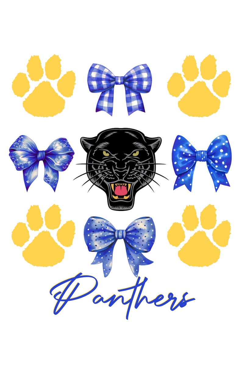 Panther Mascot Coquette Bow Png Multiple Styles for Sublimation Dtf ...
