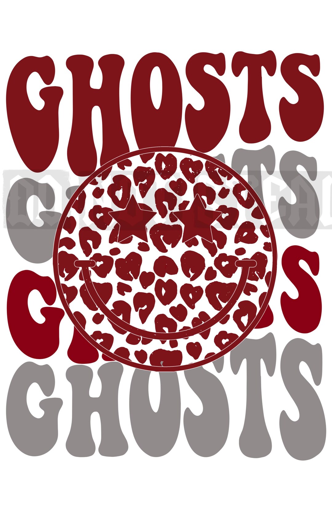 Retro Smiley Face Ghosts Maroon Gray PNG Digital Download File - Etsy