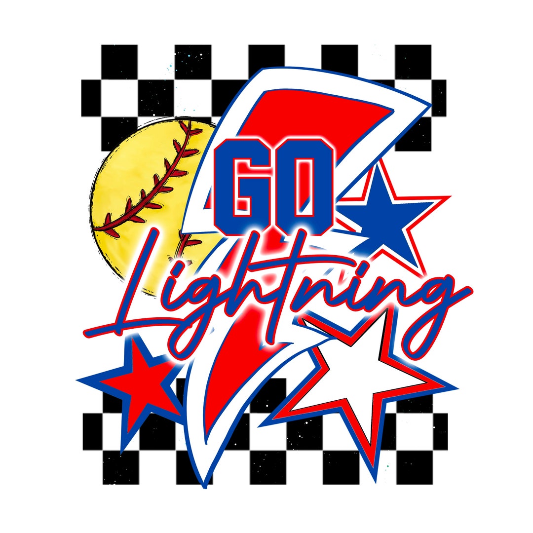 Lightning Softball PNG Design for Sublimation Red White Blue - Etsy