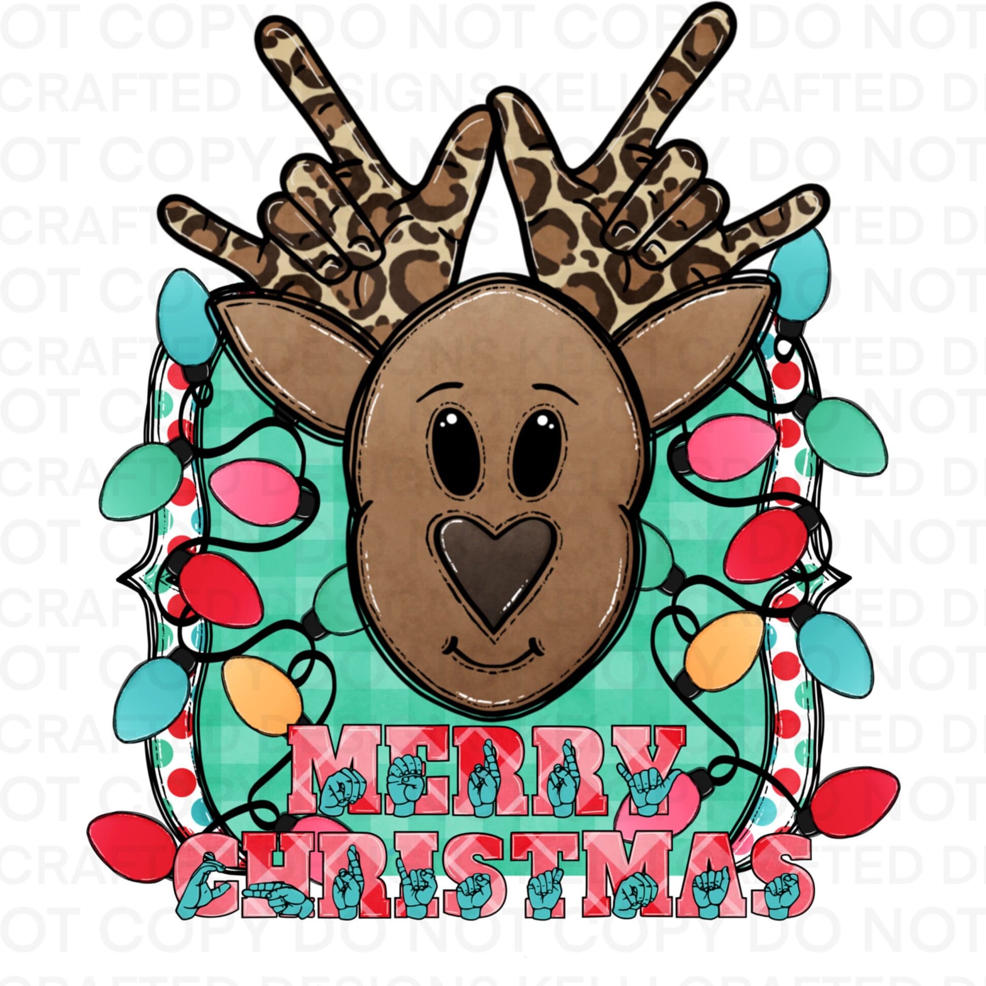 ASL Merry Christmas Reindeer Sign Language Png Digital Sublimation ...
