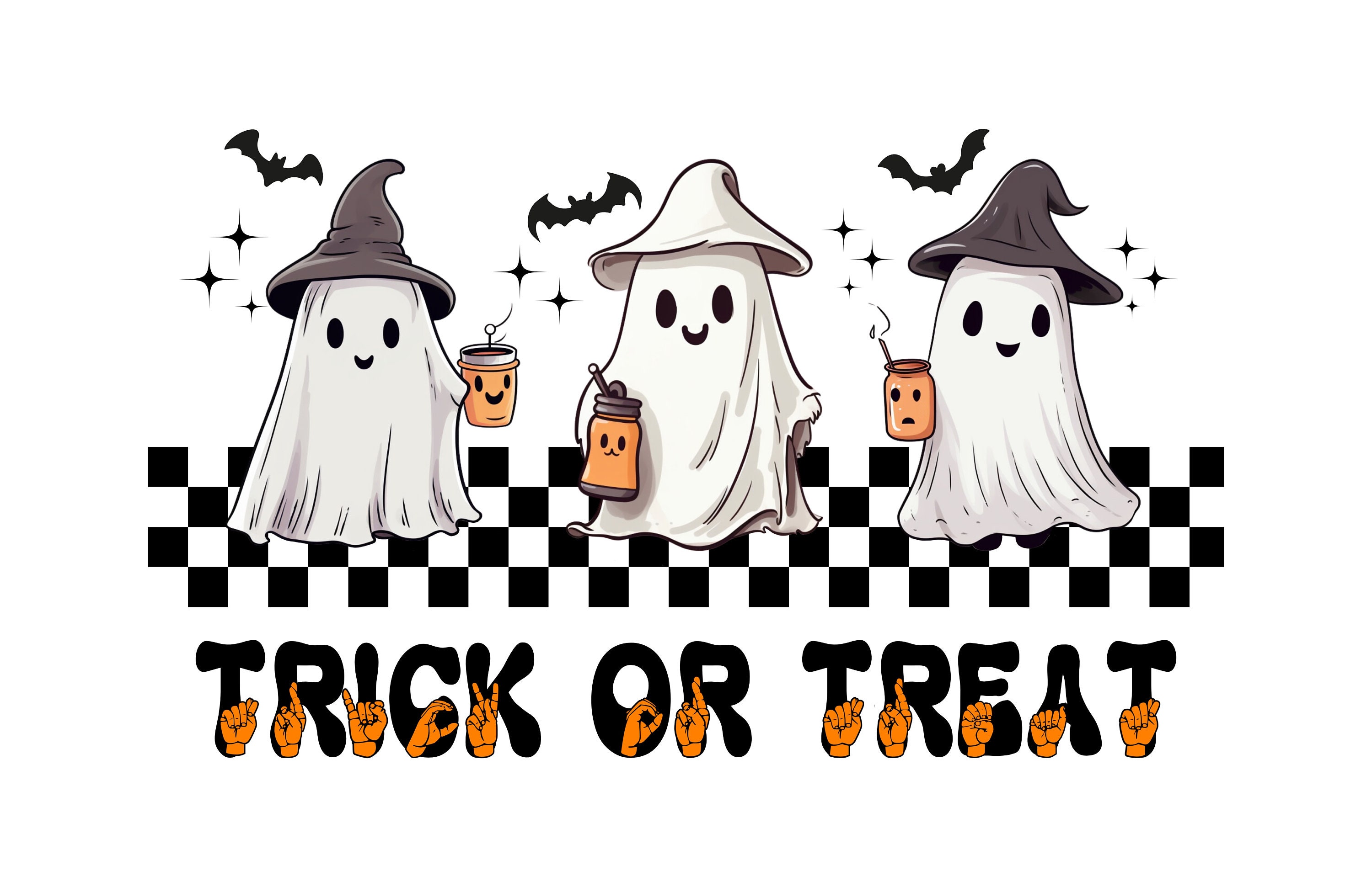 ASL Sign Language Trick or Treat Png Halloween Sublimation Design Retro ...