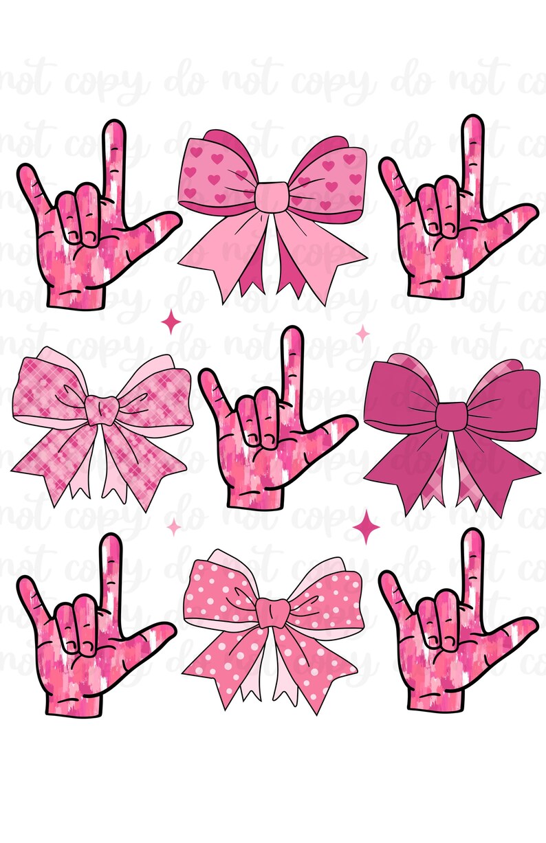 ASL I LOVE YOU Coquette Bow Preppy Sign Language Png - Etsy