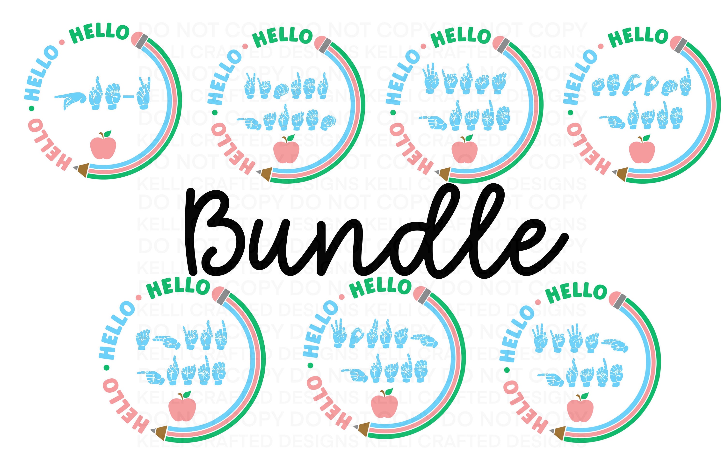 ASL Back to School Bundle for Sublimation Pre-k, Kindergarten, 1st, 2nd ...