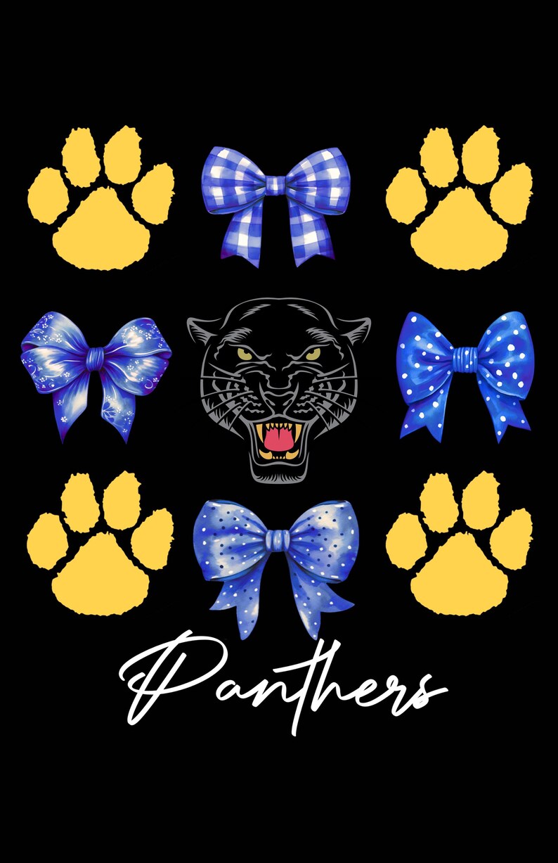 Panther Mascot Coquette Bow Png Multiple Styles for Sublimation Dtf ...