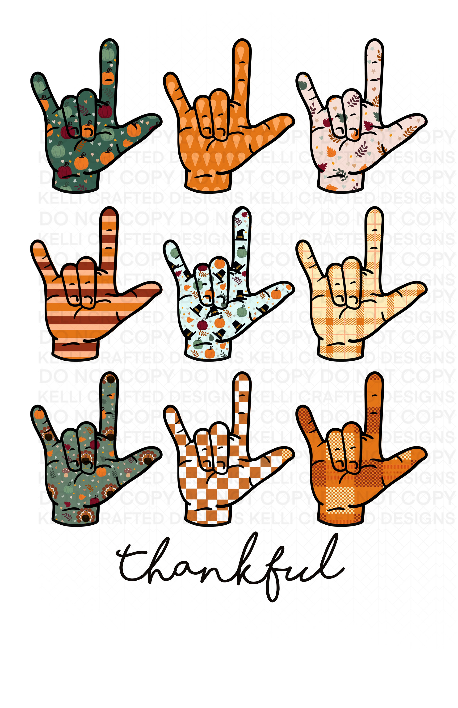ASL Thanksgiving I Love You Fall PNG for Sublimation. Sign Language - Etsy