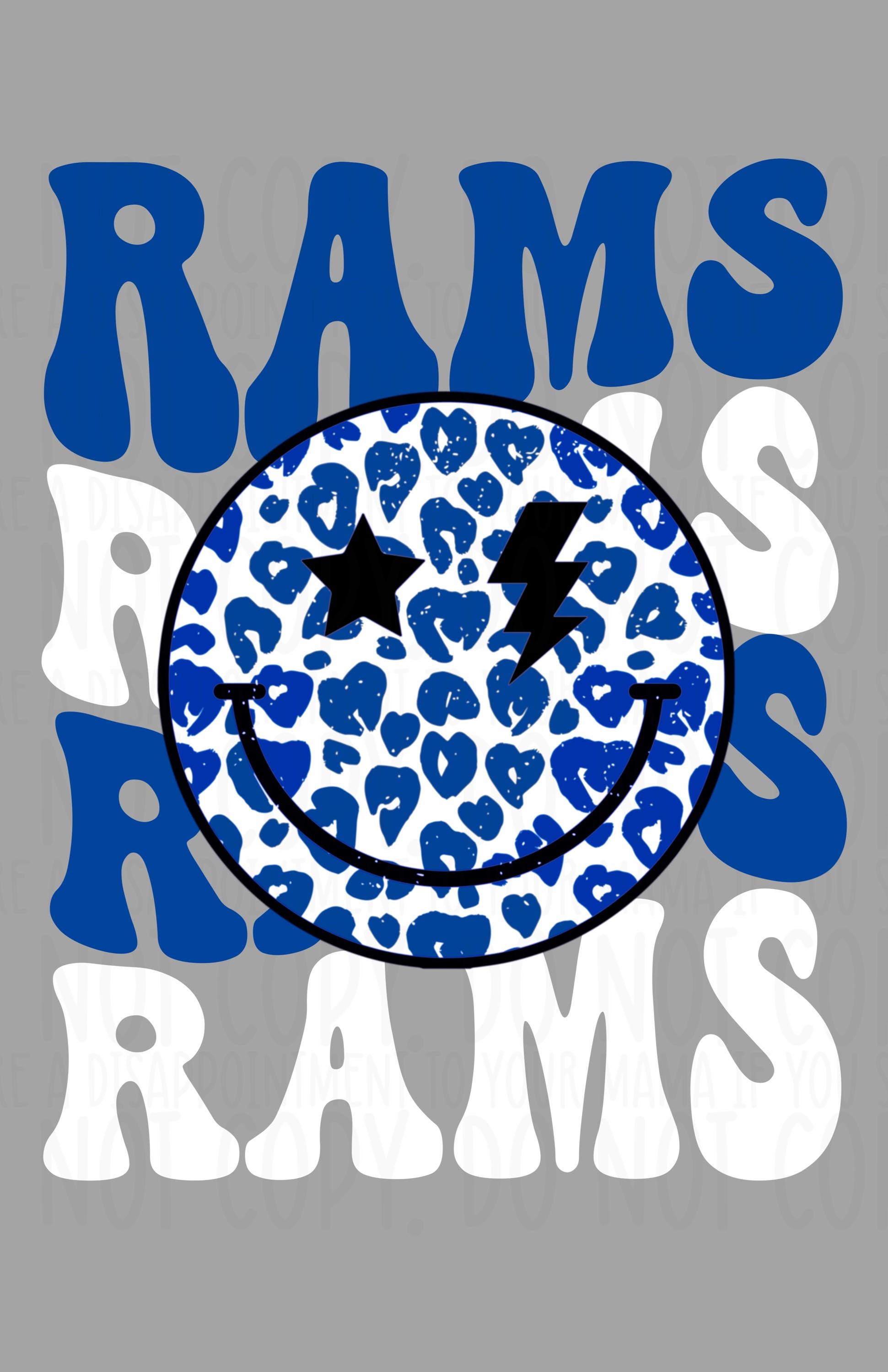 Rams Blue and White Smiley Face Mascot PNG for Sublimation - Etsy