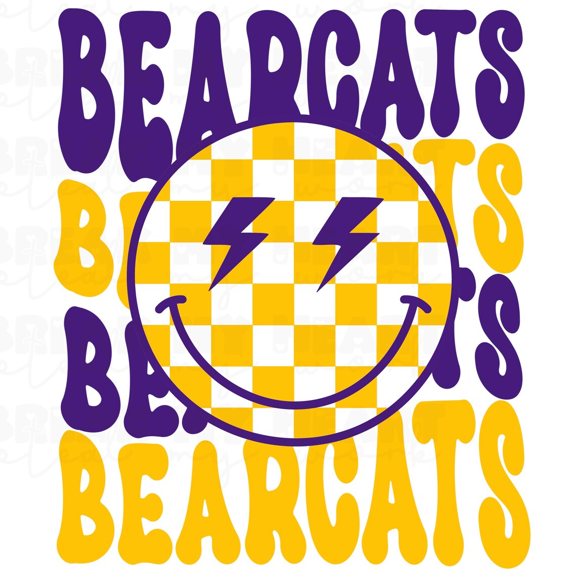 Retro Bearcats Smiley Face Mascot Png - Etsy
