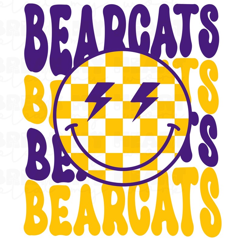 Retro Bearcats Smiley Face Mascot Png - Etsy