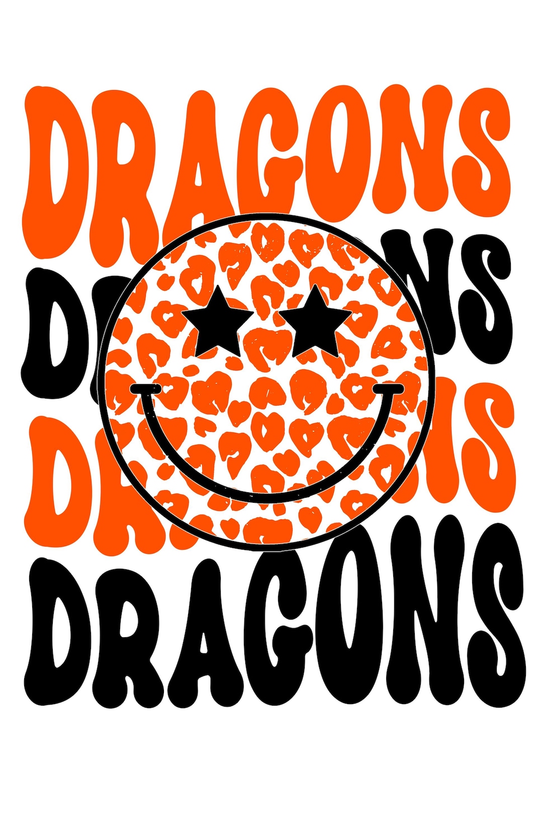 Retro Dragons Smiley Face Mascot PNG for Sublimation - Etsy