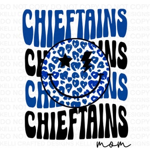 RETRO Chieftains Blue Mascot Spirit PNG Sublimation Digital Download ...