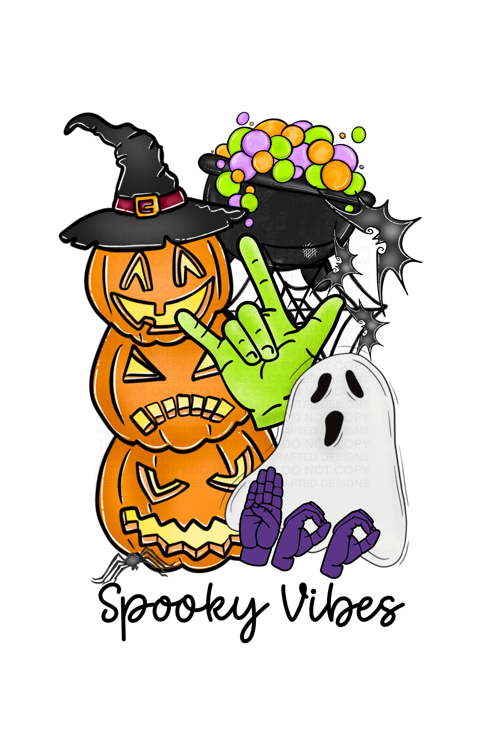 Halloween Spooky Vibes ASL Sign Language PNG - Etsy