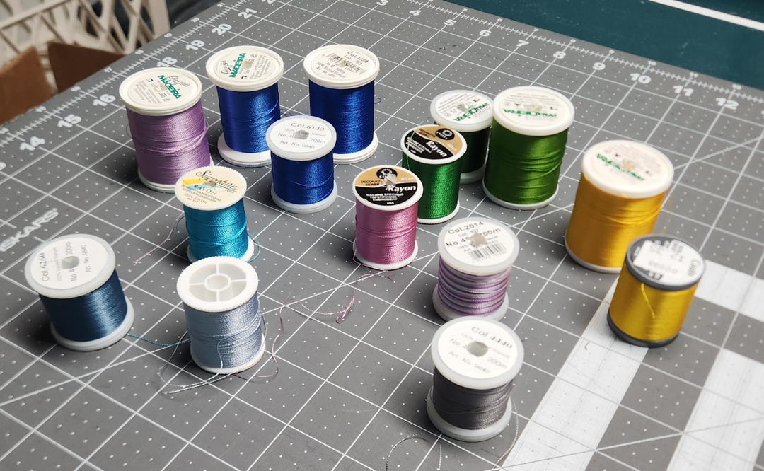 Madera Rayon Thread, Signature and Coats Rayon Thread; Small Spools ...