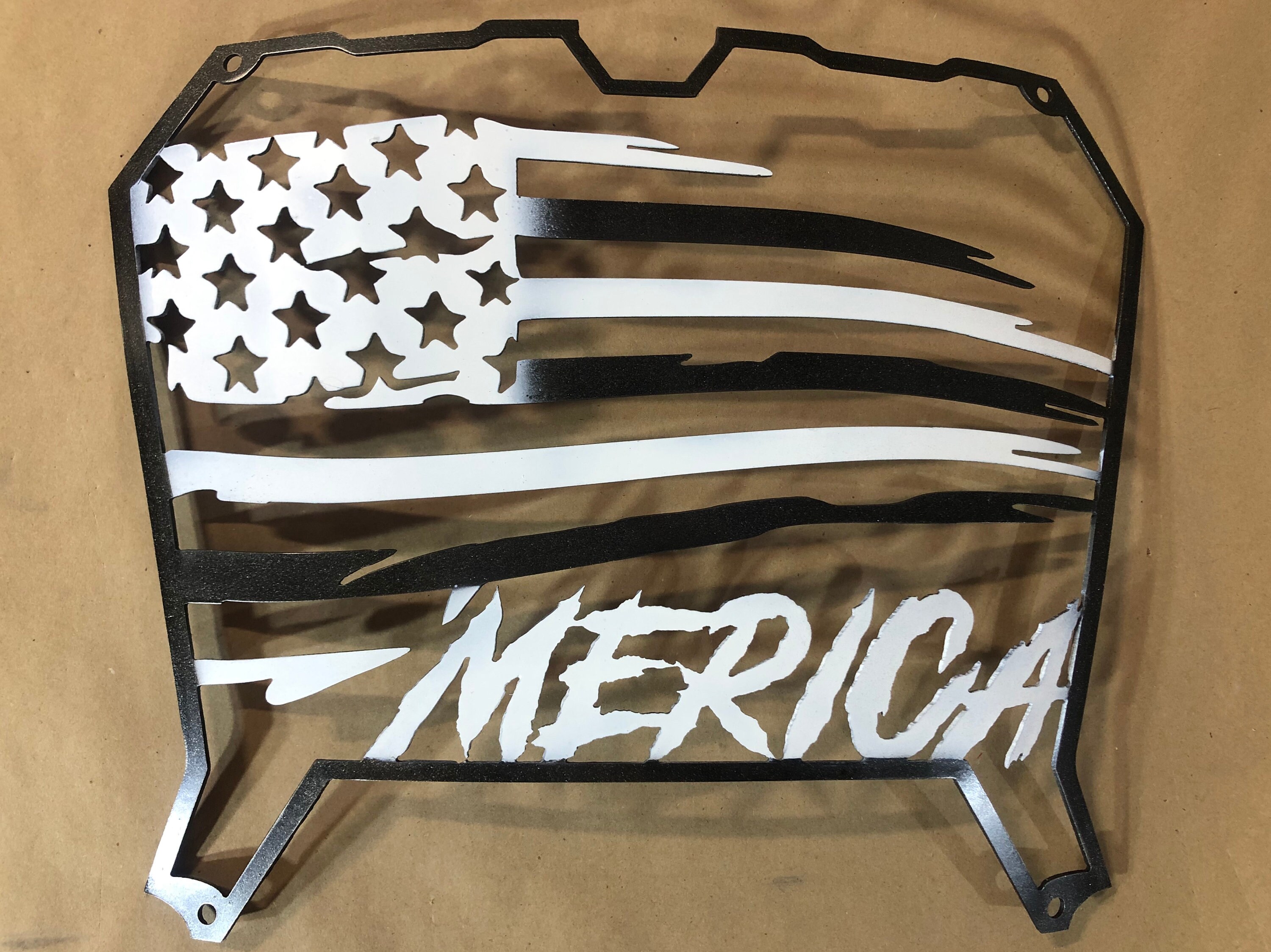 Custom Steel “‘merica” Tattered Flag Polaris RZR Grill Insert 2018-2023 ...