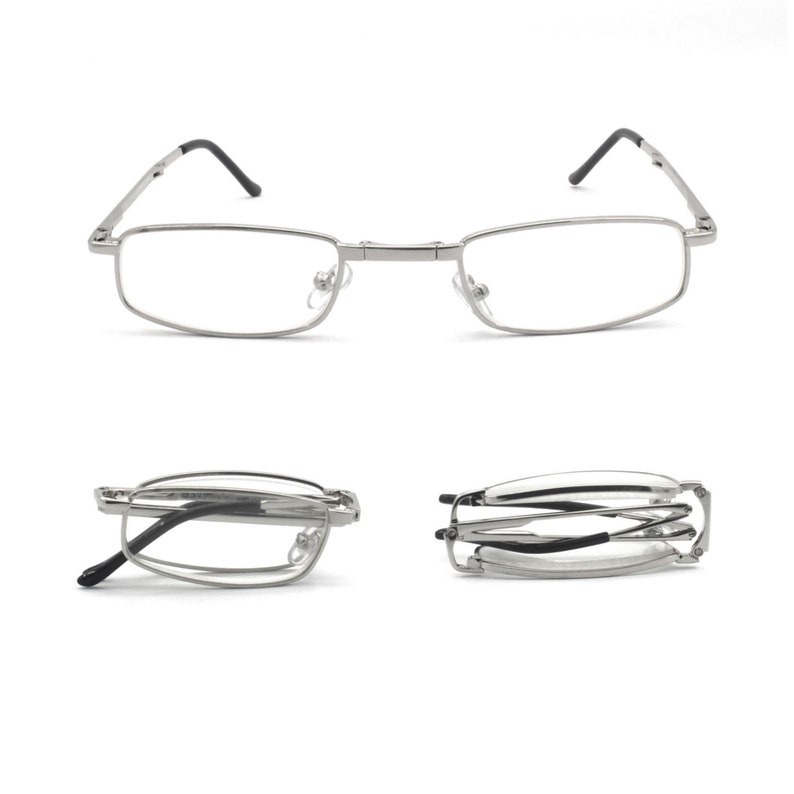 Folding Reading Glasses 2-pack: Compact Metal Frame With Case - Etsy