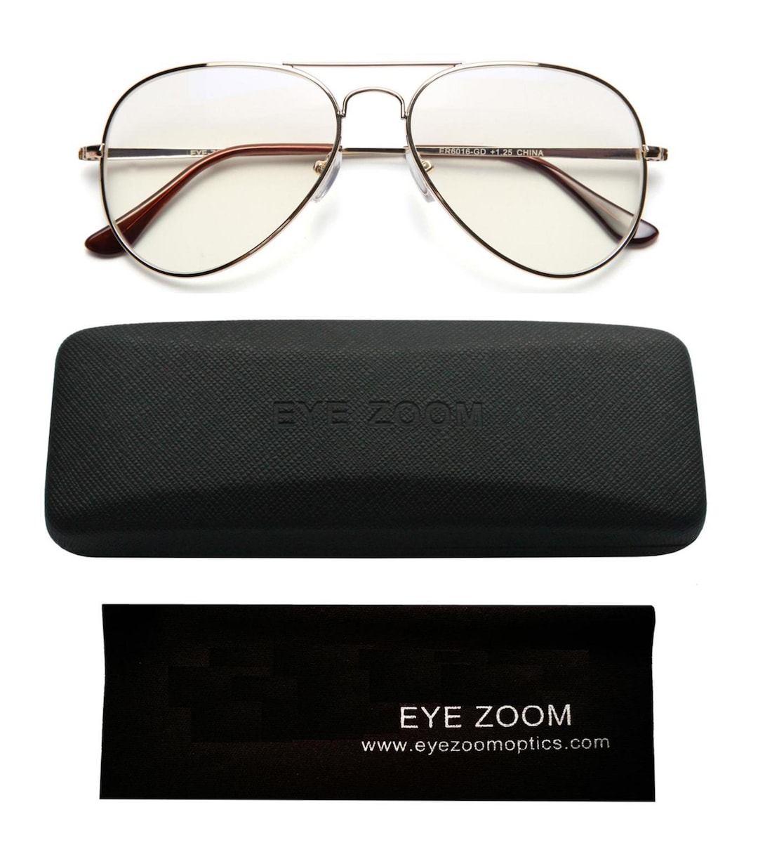 EYE ZOOM Blue Light Blocking Readers Aviator Style Anti Blue Ray and UV ...