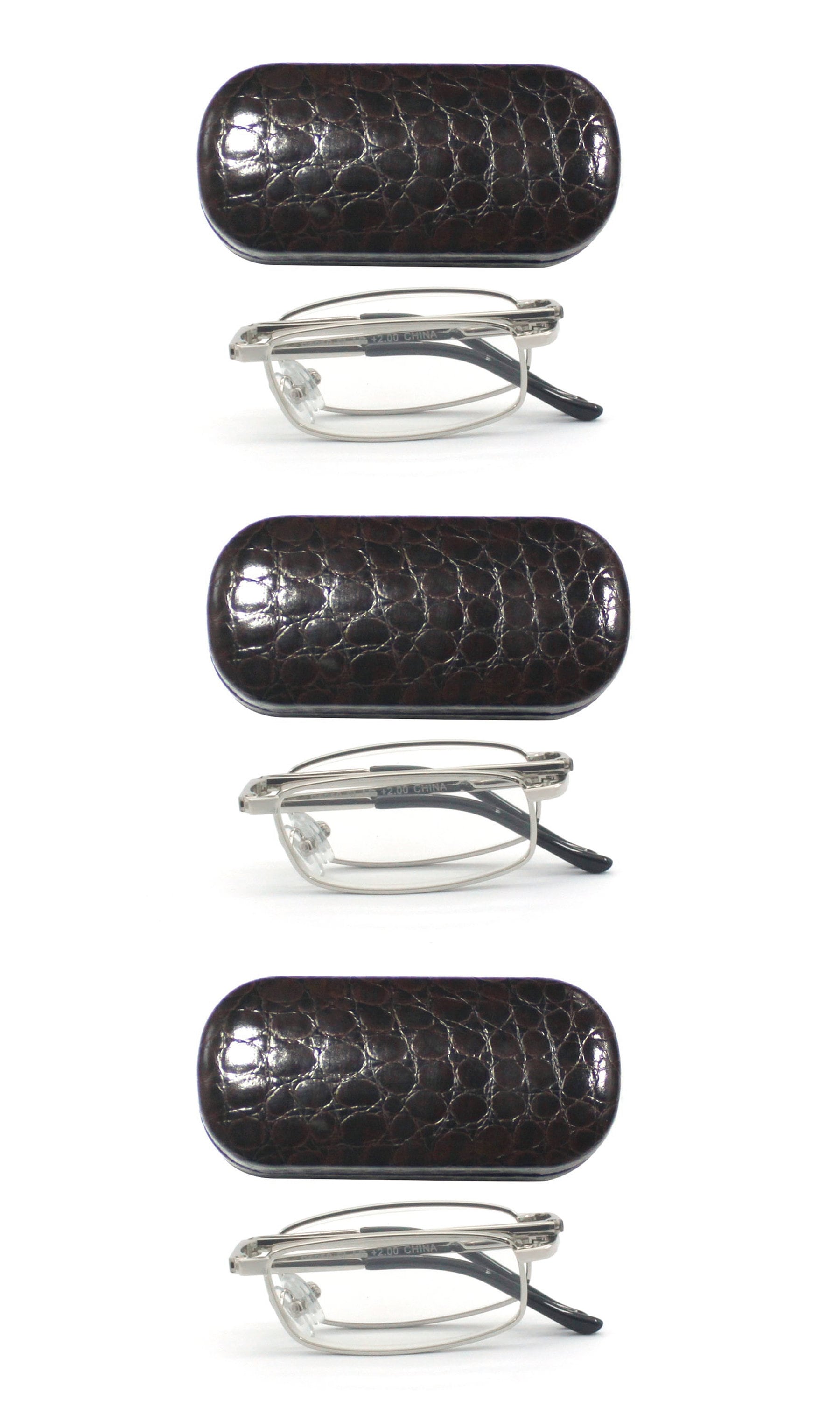 Folding Reading Glasses 3-pair Set: Compact Metal Frame With Cases - Etsy