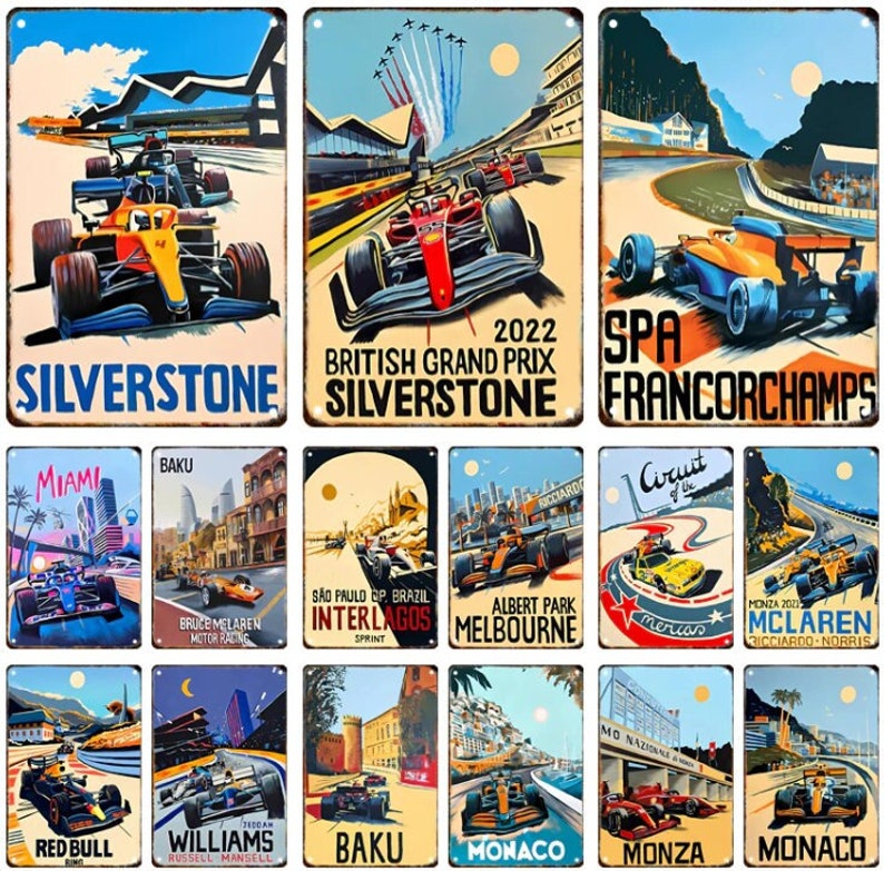 Metal Vintage F1 Track Posters F1 Poster Ferrari Poster - Etsy UK