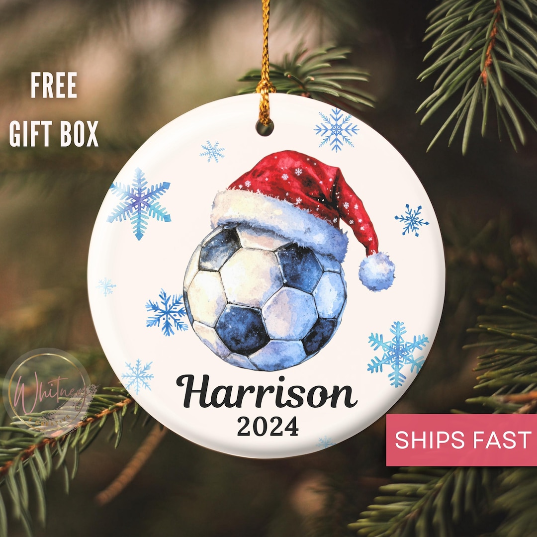 Personalized Soccer Christmas Ornament, Custom Sports Soccer Christmas ...