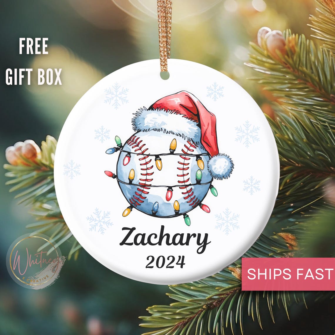 Personalized Baseball Christmas Ornament, Custom Baseball Christmas ...
