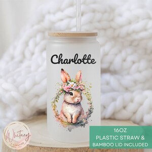 Personalized Bunny Glass Cup, Custom Rabbit Cup Birthday Gift for ...